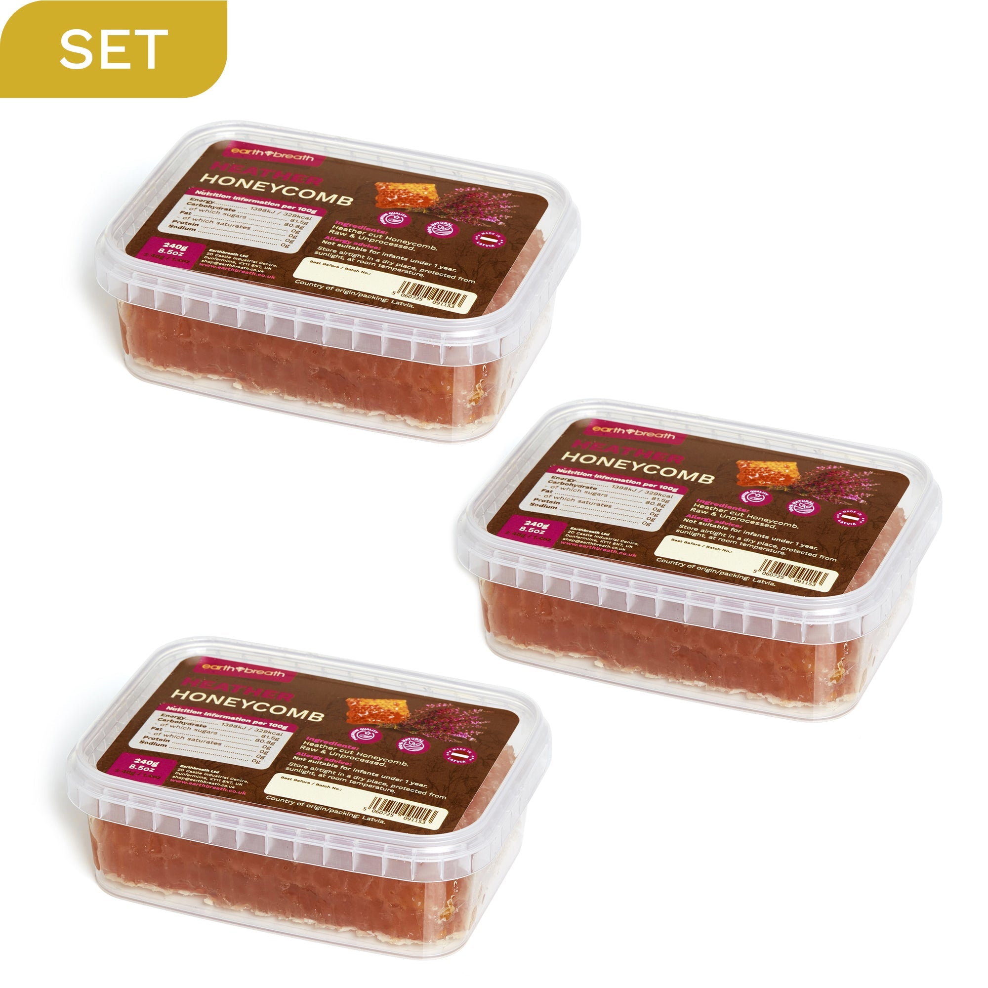 Set of 3 Raw Heather Cut Honeycombs 240g – Earthbreath